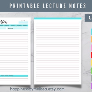 Printable Lecture Notes | Print at Home | College Student | Lined Note ...