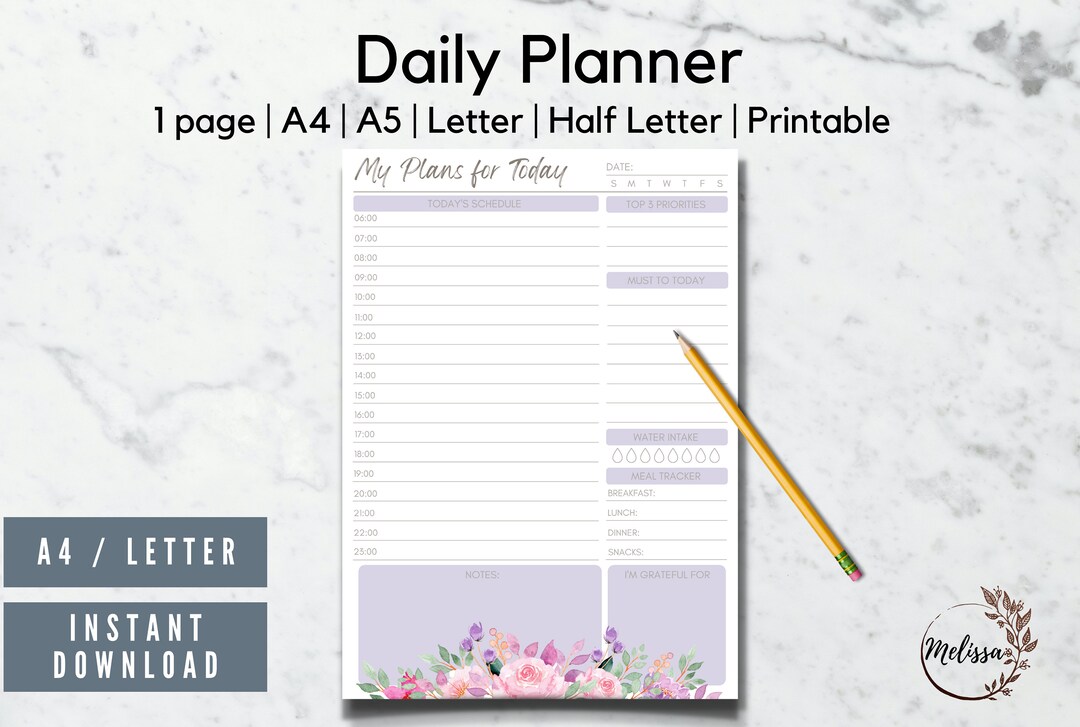 Daily Planner Printable, Day Planner 2022, Work Planner, Weekly Planner ...