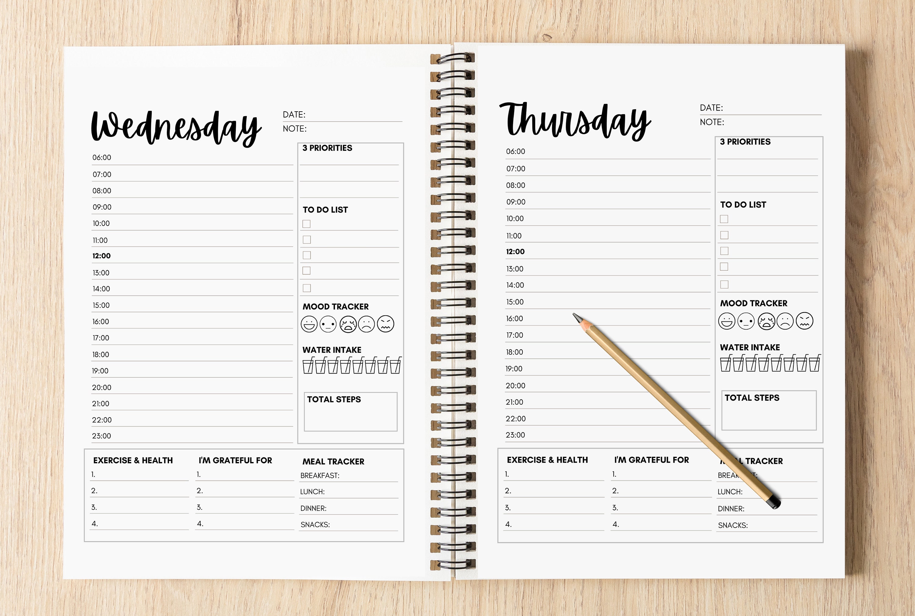 Daily Planner Pad, Printable 7 Day Planner, Daily Schedule, Work ...