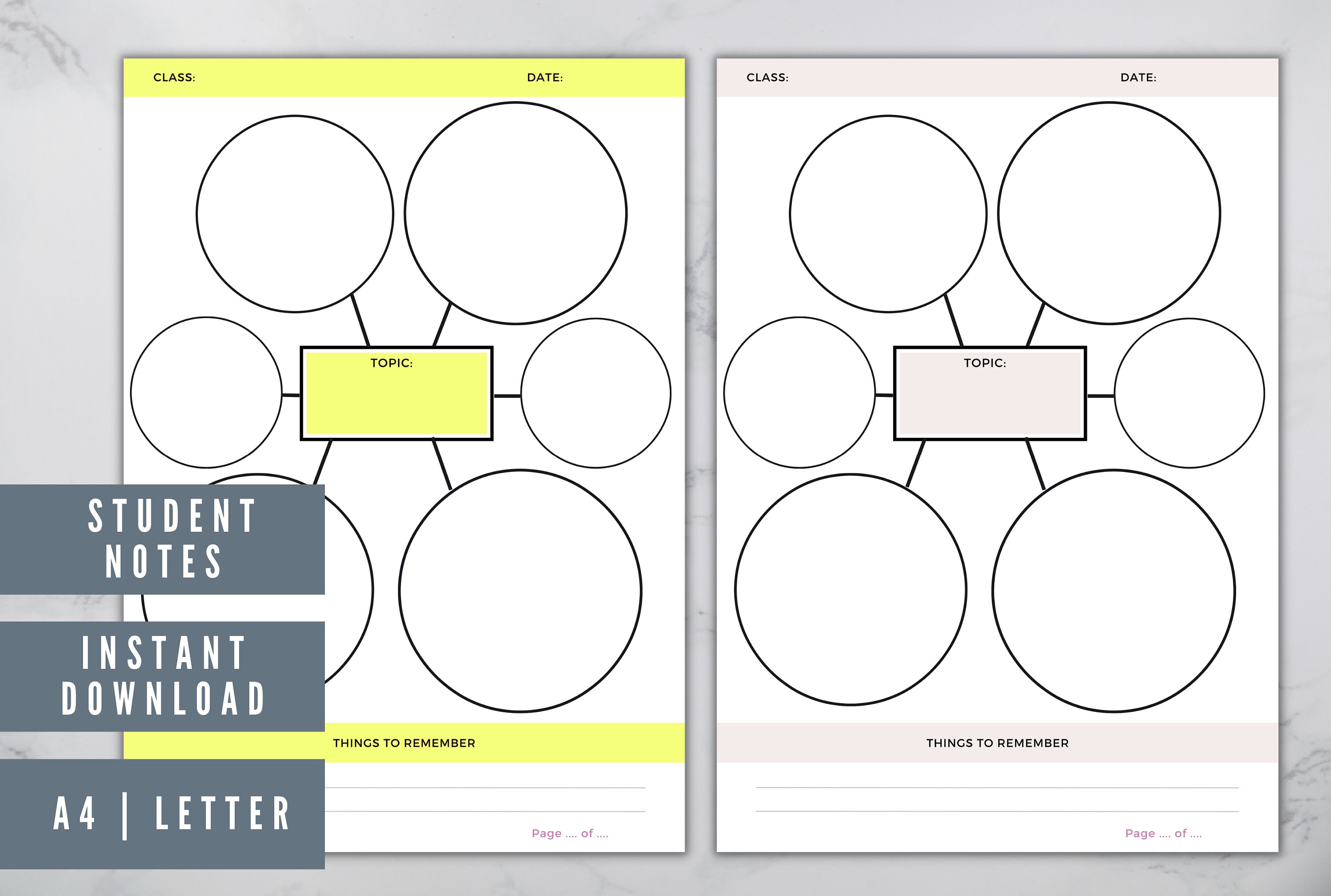 Mind Map Template, Note Writing Template, Rewriting Notes Layout, 4 ...