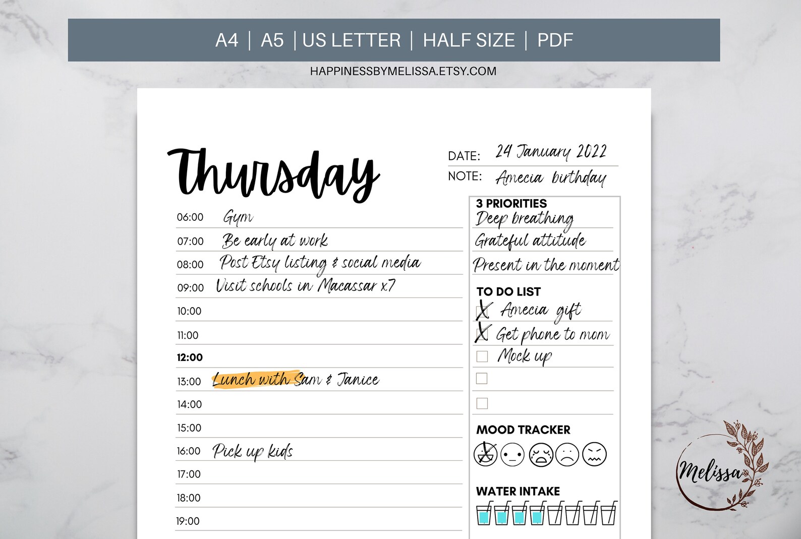 Daily Planner Pad, Printable 7 Day Planner, Daily Schedule, Work ...