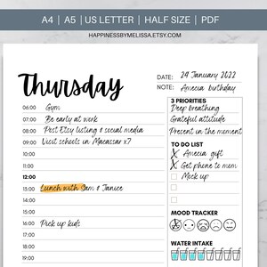 Daily Planner Pad, Printable 7 Day Planner, Daily Schedule, Work ...