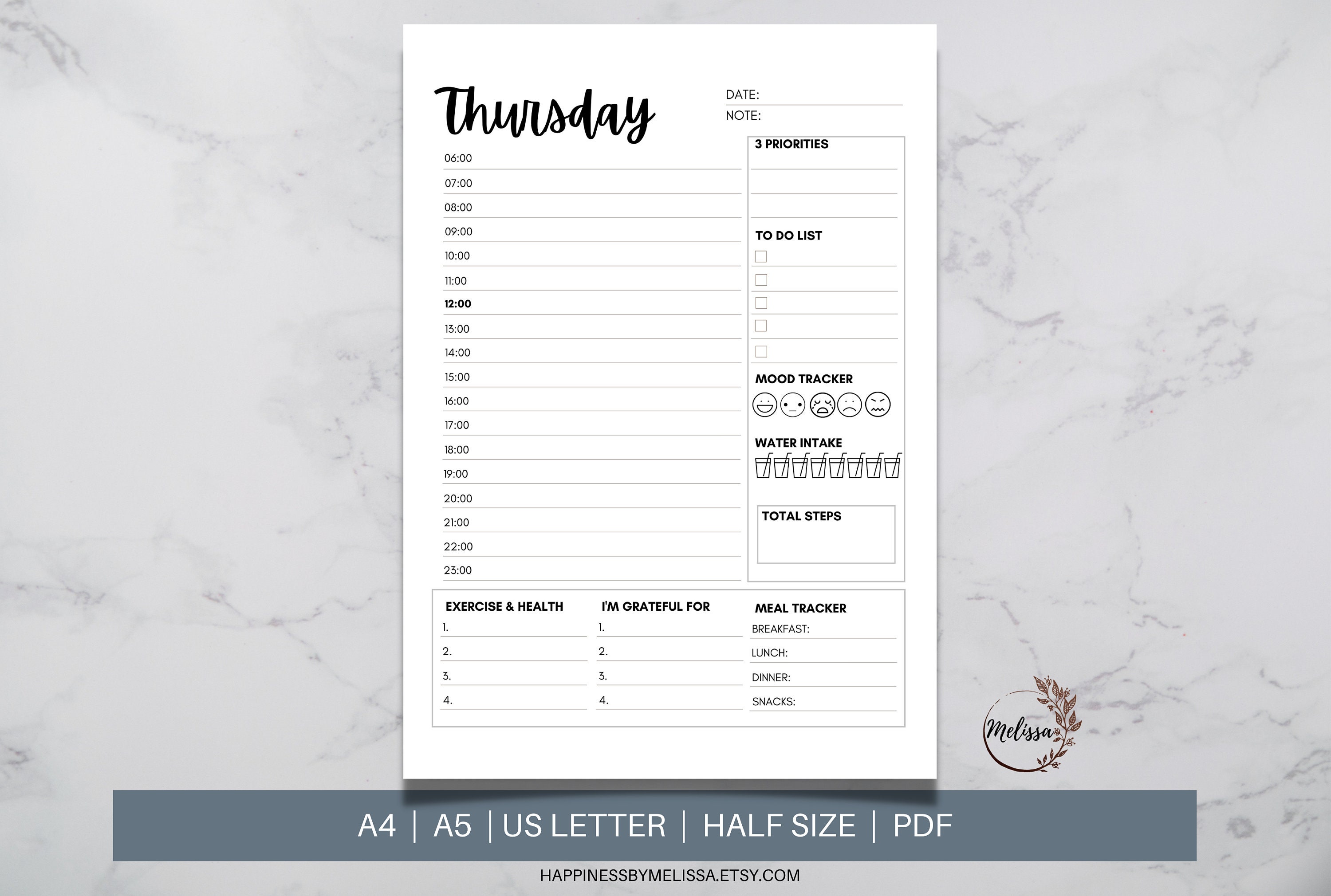 Daily Planner Pad, Printable 7 Day Planner, Daily Schedule, Work ...