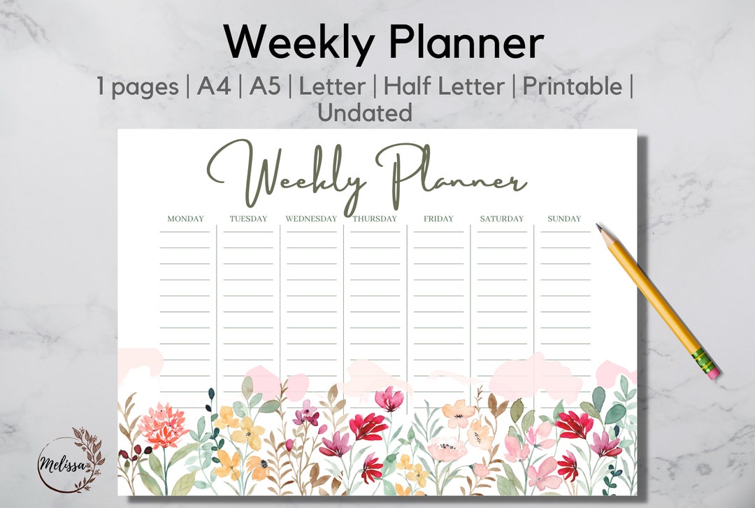Desk Weekly Planner, Weekly Schedule Planner, Printable Check List, A4 ...