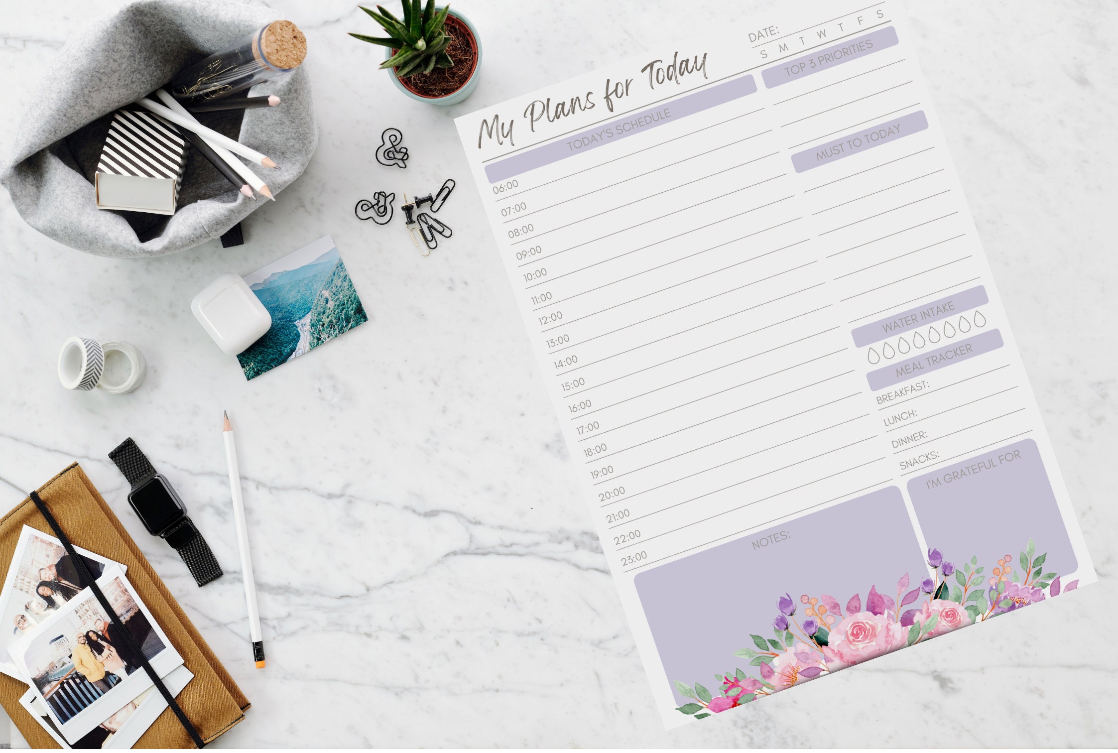 Daily Planner Printable, Day Planner 2022, Work Planner, Weekly Planner ...