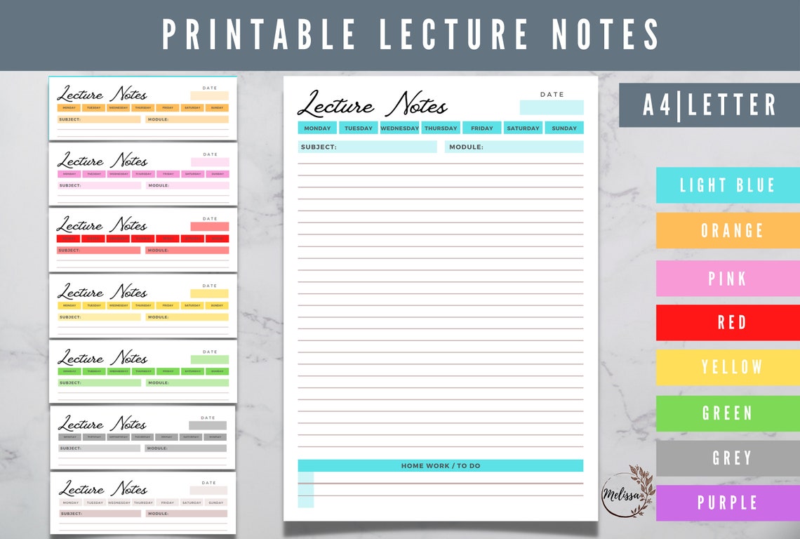 Printable Lecture Notes | Print at Home | College Student | Lined Note ...
