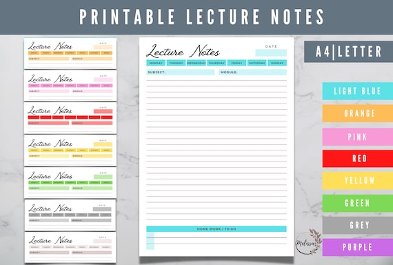 Printable Lecture Notes Print at Home College Student - Etsy