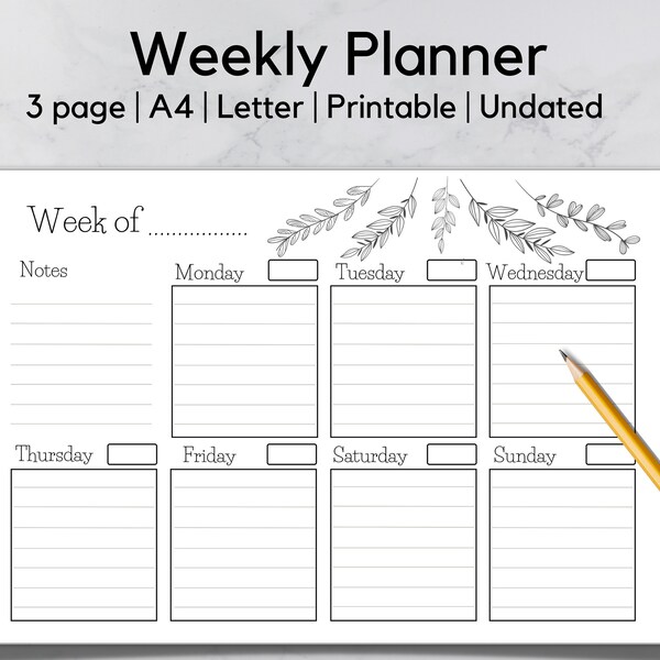 Printable Weekly Planner - Etsy