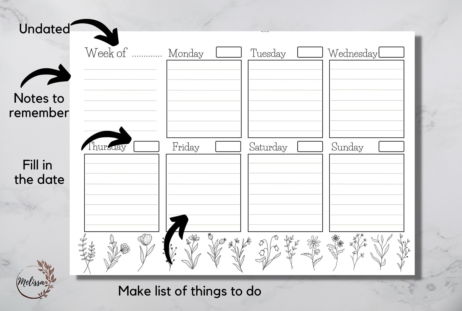 WEEKLY Planner Printable to Do List, DESK PLANNER Printable, Week at a ...