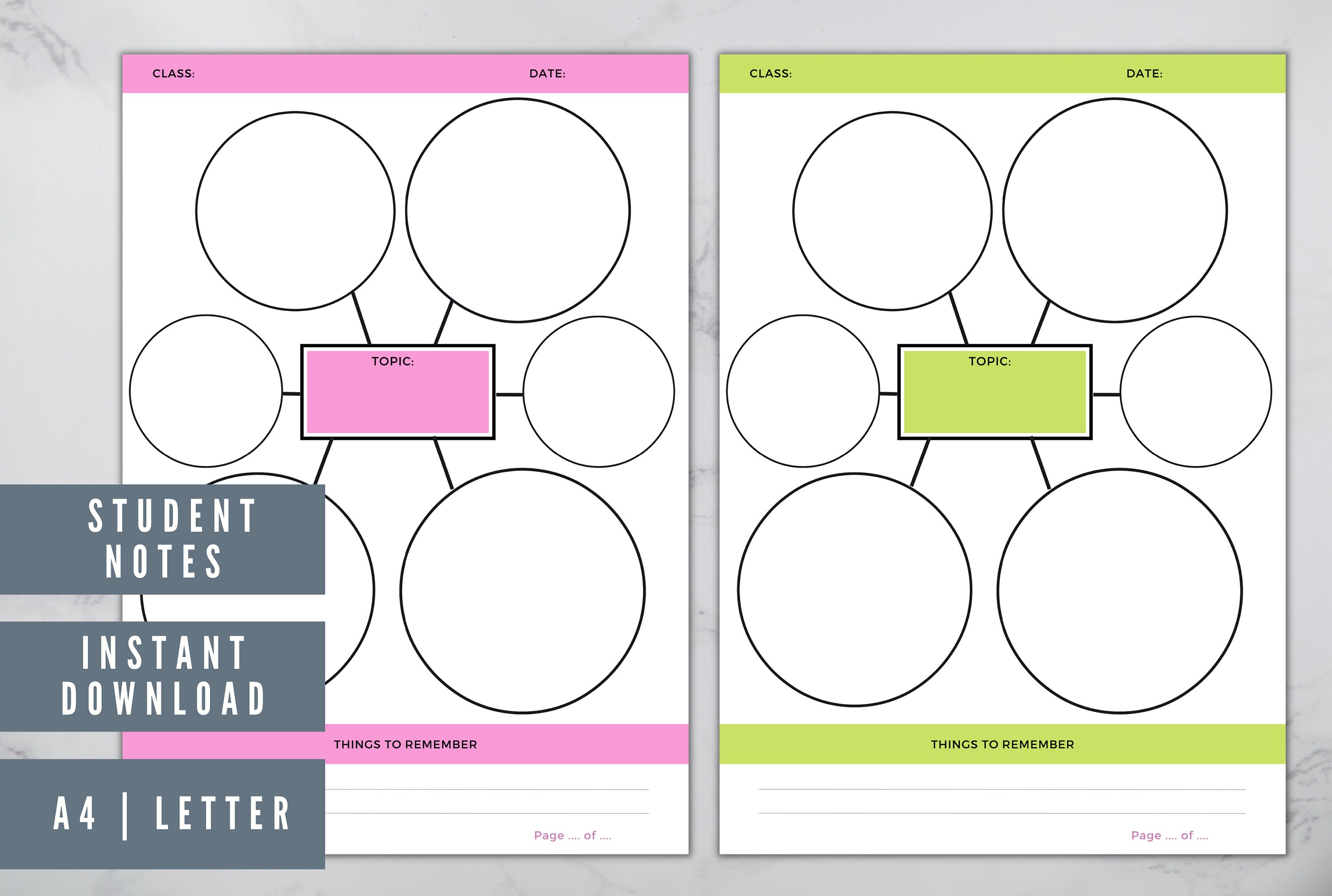 Note Writing Template, 4 Printable Digital Download, Mind Map Template ...