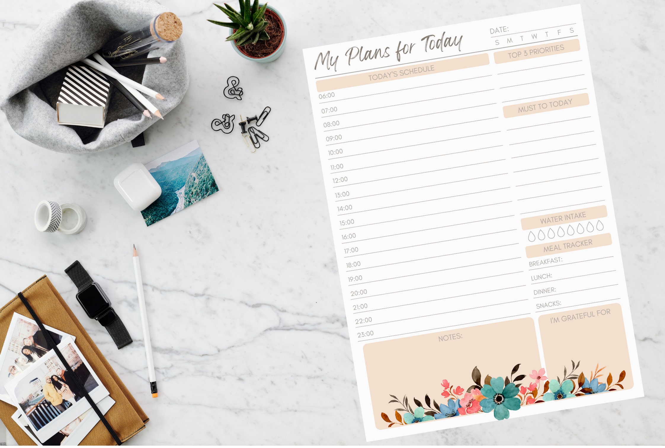Work Daily Diary, Hourly Planner Printable, Weekly Schedule Planner ...
