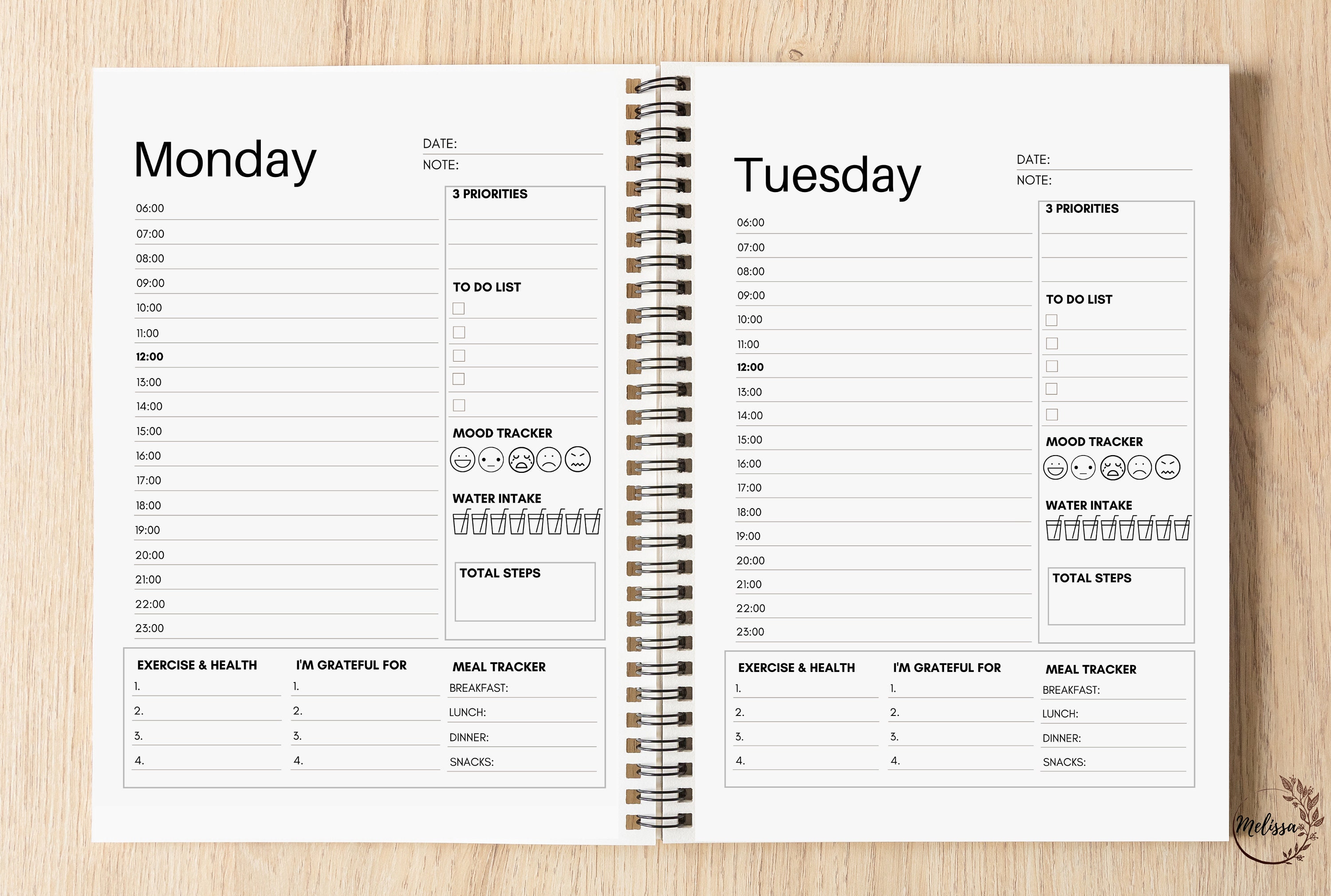 Printable 7 Day Planner, Daily Planner, Work Planner, Weekly Planner ...