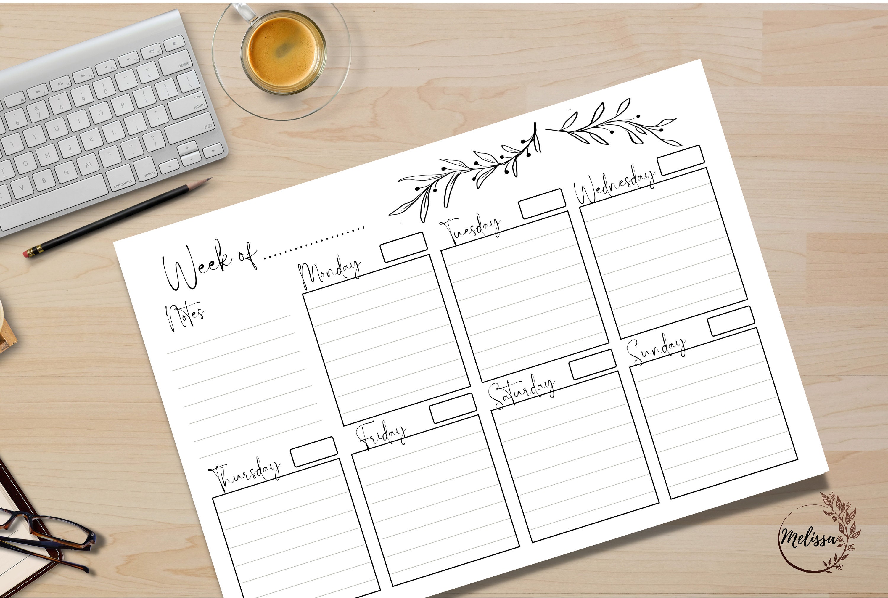 WEEKLY Planner Printable to Do List, DESK PLANNER Printable, Week at a ...