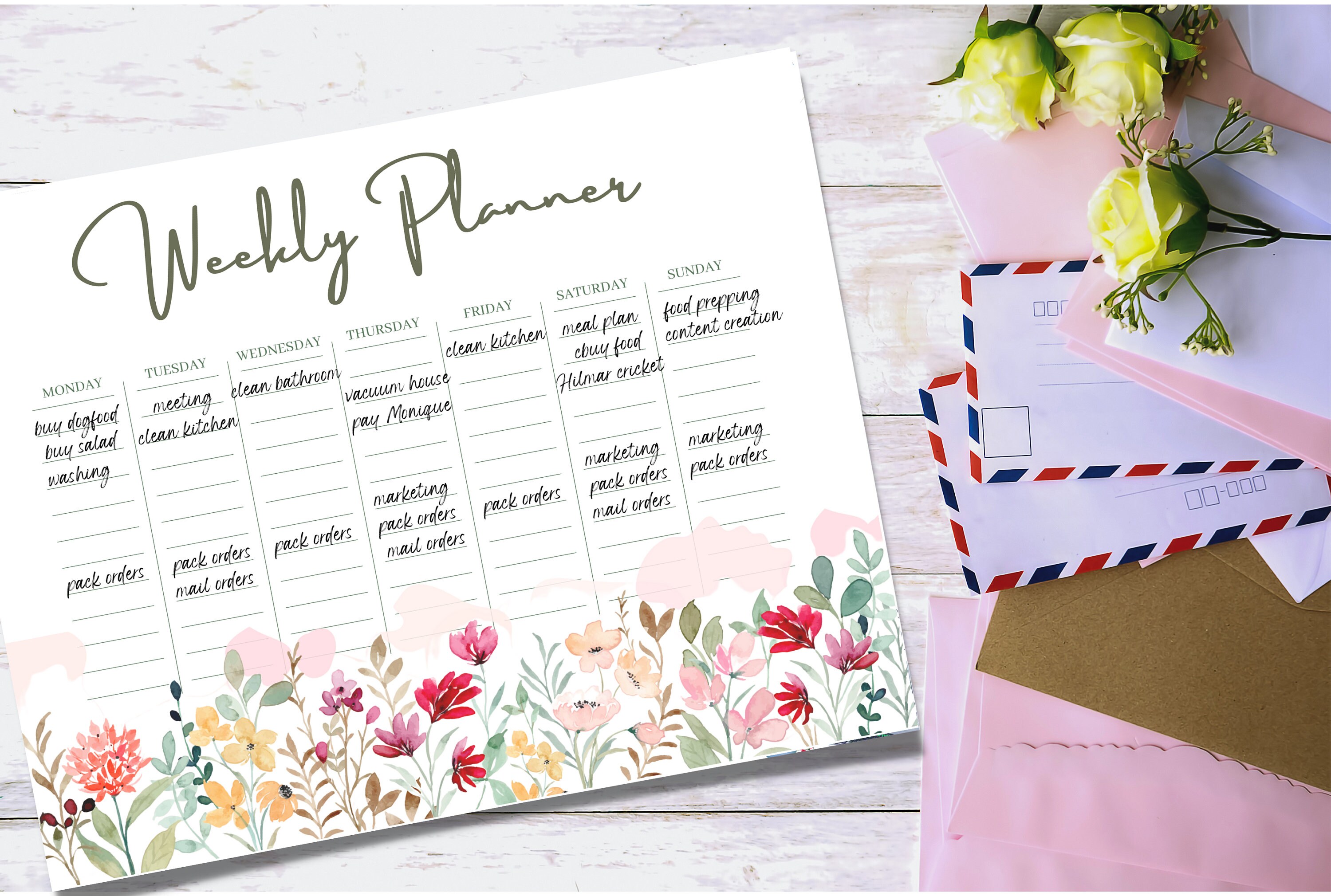 Desk Weekly Planner, Weekly Schedule Planner, Printable Check List, A4 ...