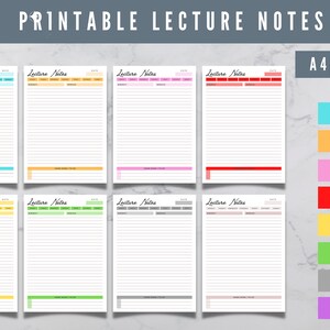 Printable Lecture Notes | Print at Home | College Student | Lined Note ...