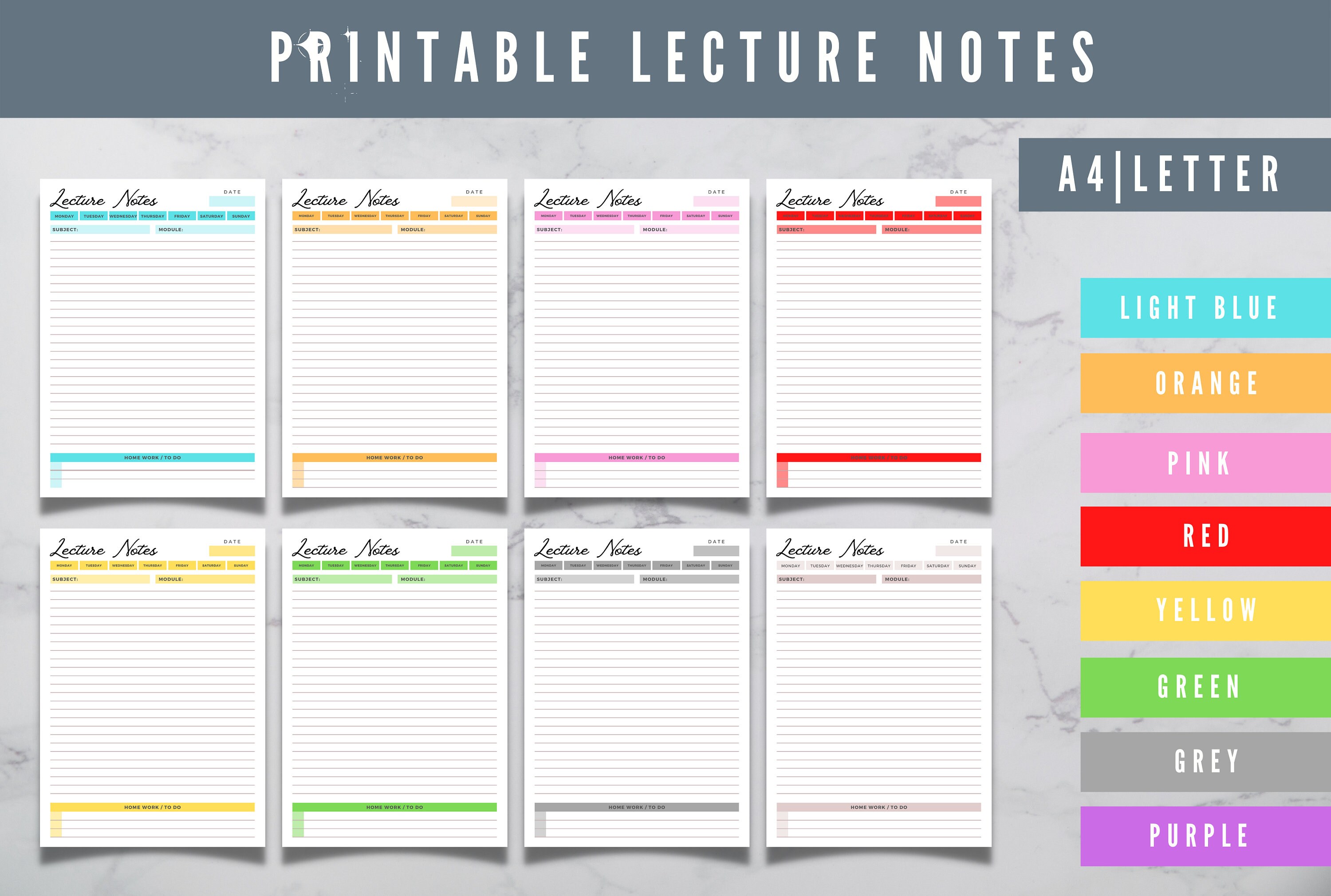 Printable Lecture Notes | Print at Home | College Student | Lined Note ...
