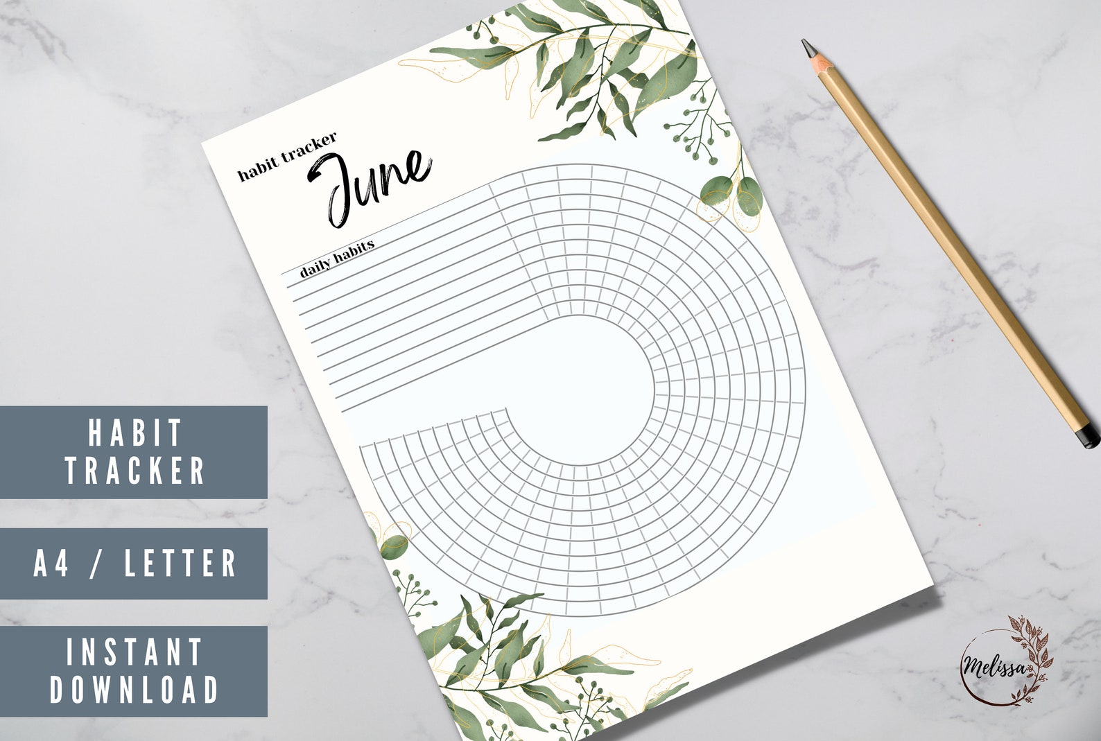 Circle Daily HABIT Tracker, Monthly Habit Track Printable, Weight Loss ...