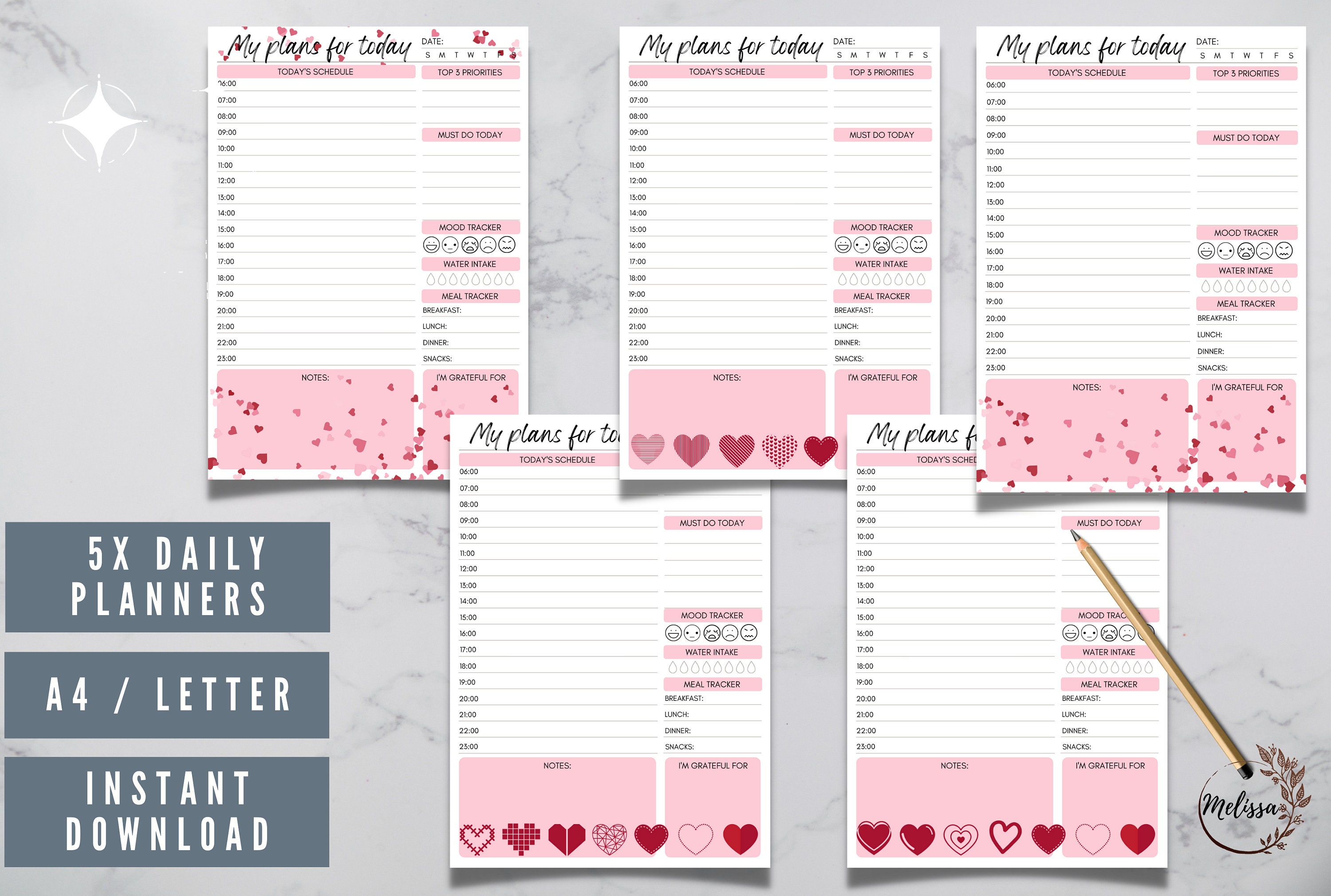 Day Planner Printable | Work Planner | Hourly Planner | Happy Planner ...
