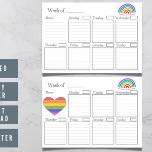 PRIDE Weekly Schedule Planner, Week at a Glance Printable, LGBTQ Weekly ...