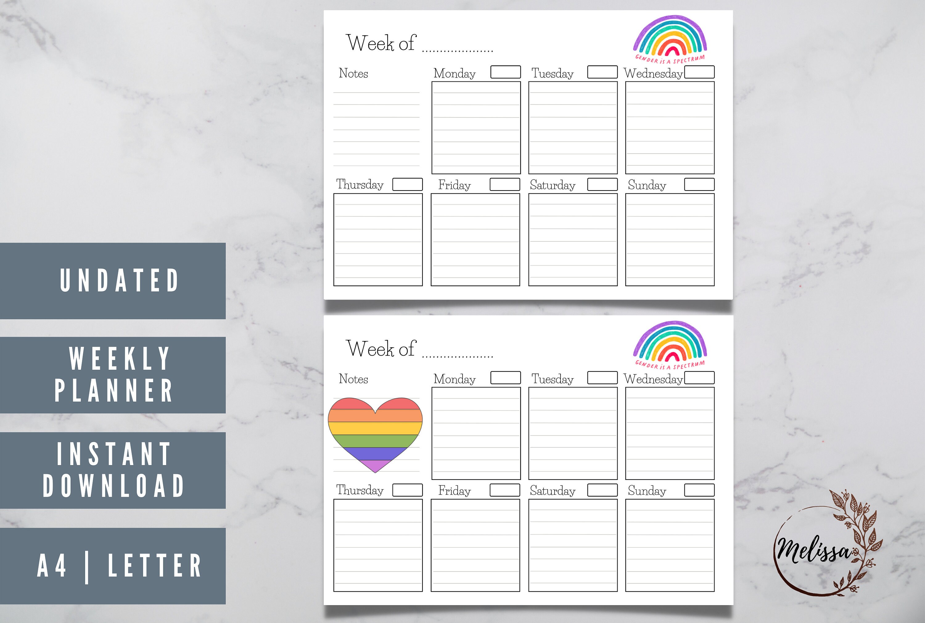 PRIDE Weekly Schedule Planner, Week at a Glance Printable, LGBTQ Weekly ...