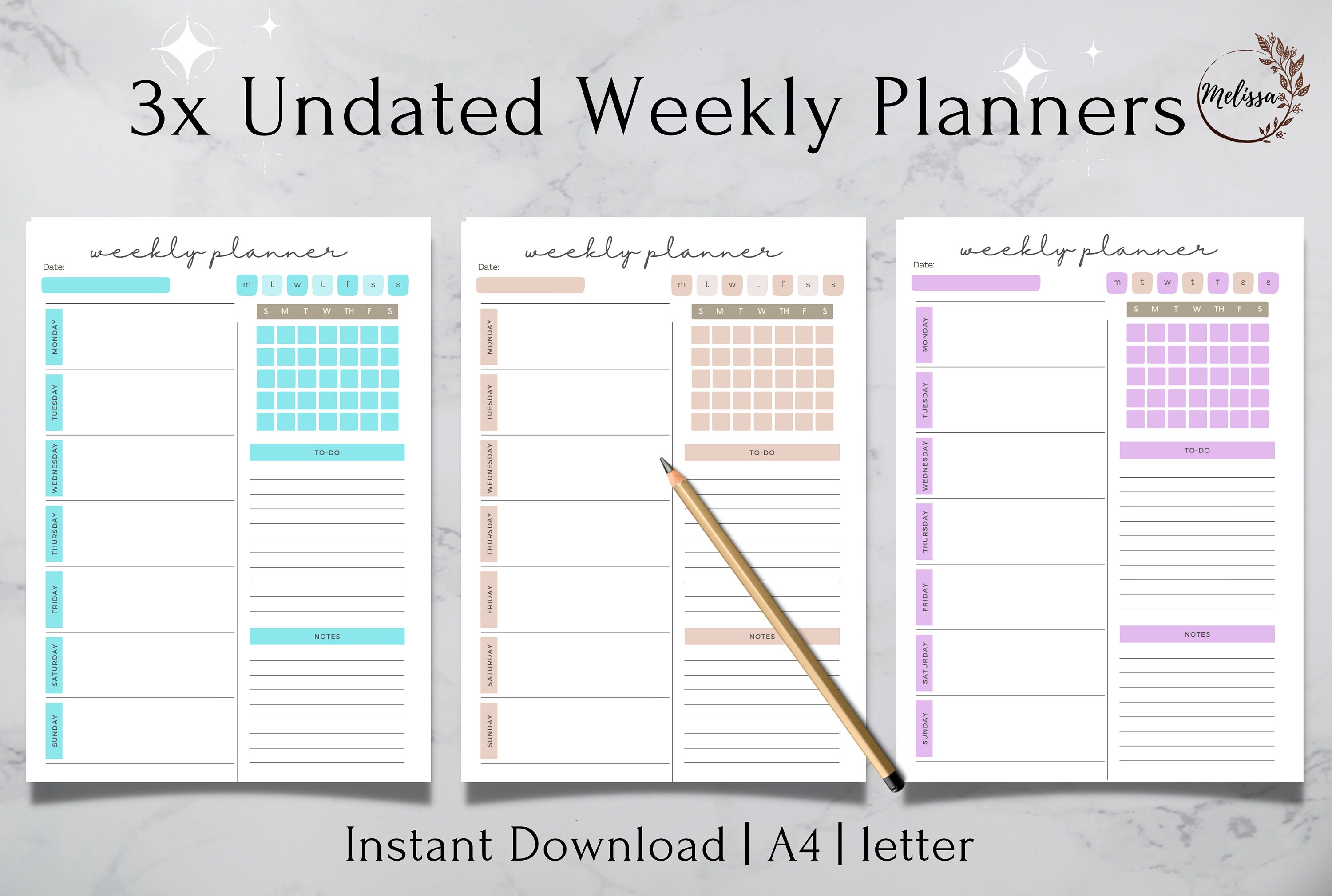 DAY PLANNER Printable | Printable 7 Day Planner | Work Planner | Health ...