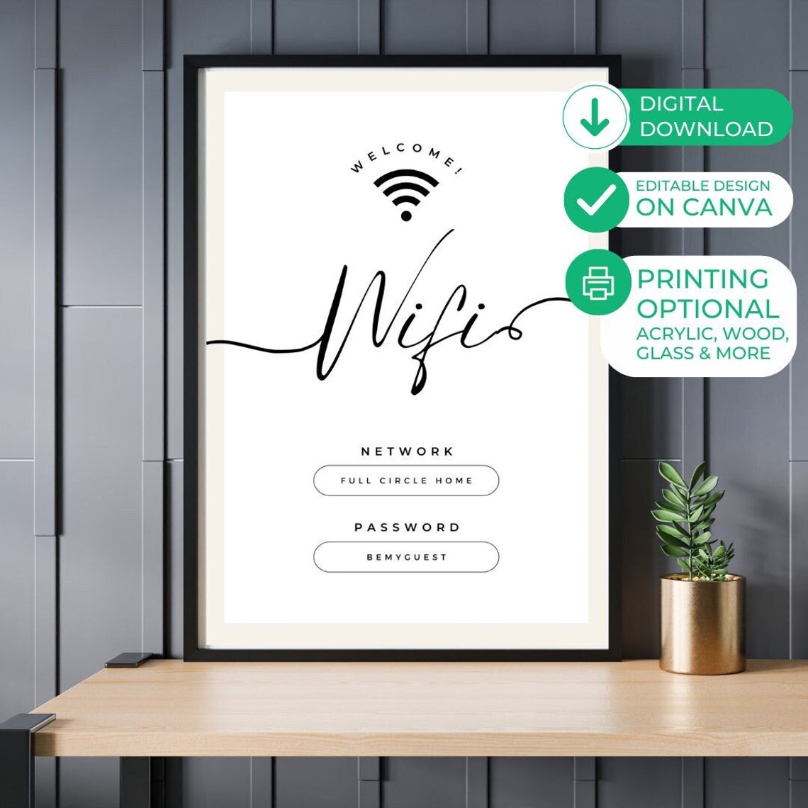 Editable Minimalistic Cursive Wifi Sign Canva Template for - Etsy