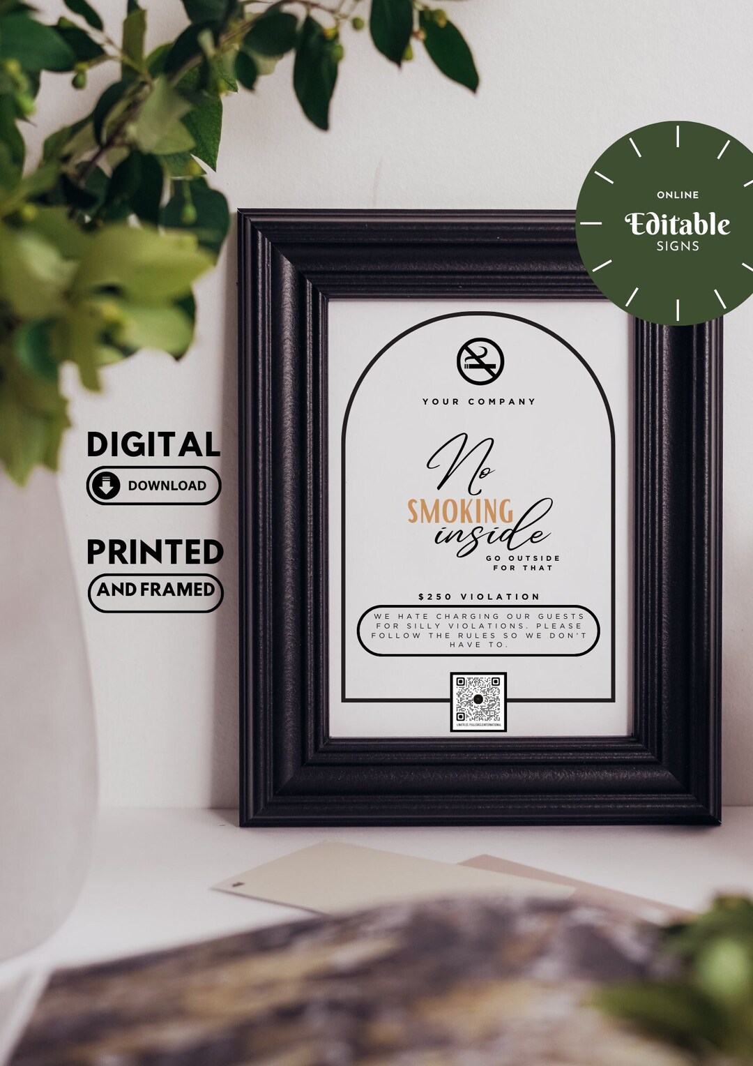 No Smoking Sign, Smoking Violation Sign, Airbnb No Smoking Sign, Short ...