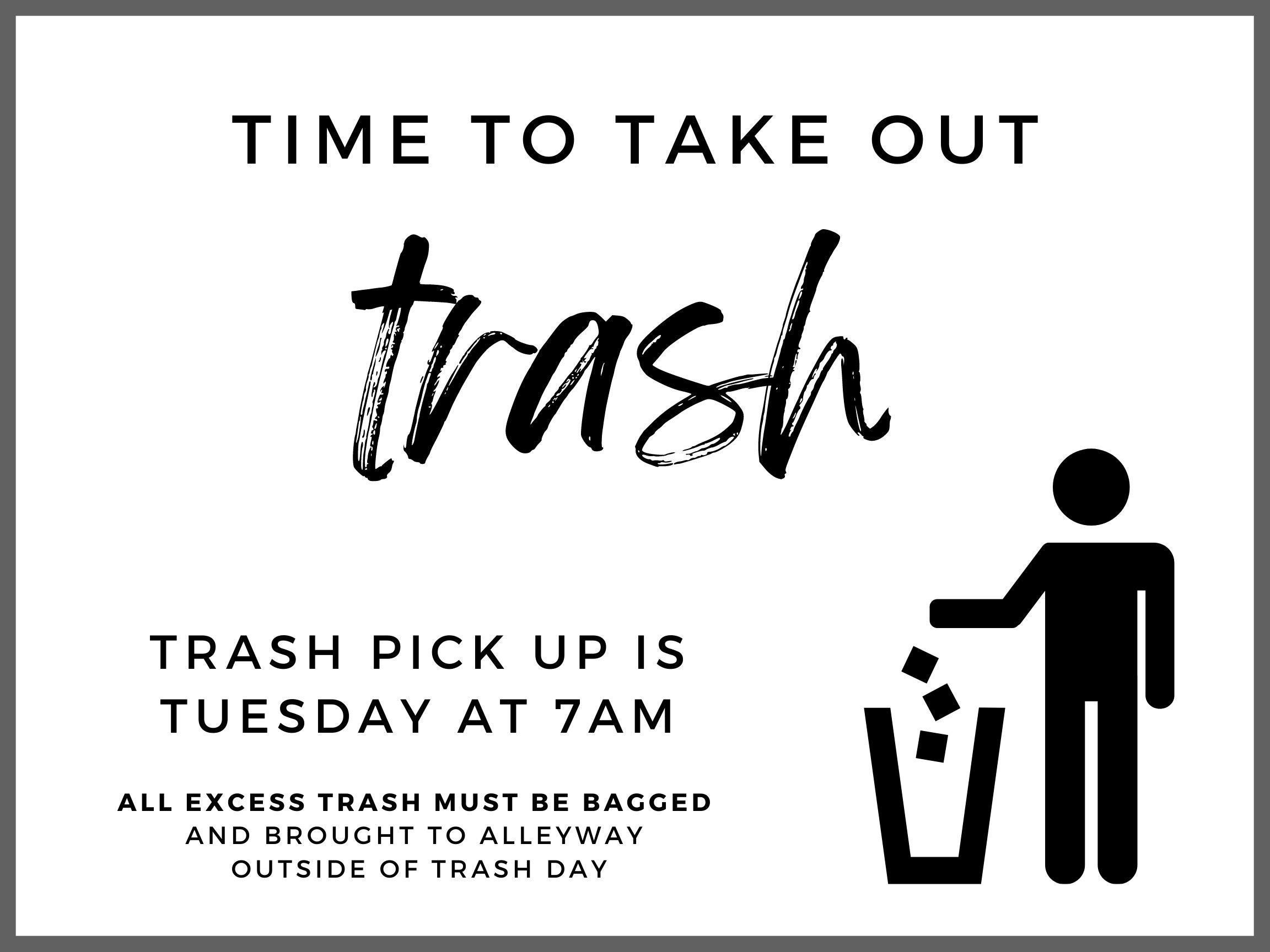 Trash Removal Sign for Airbnb and Short Term Rentals - Etsy