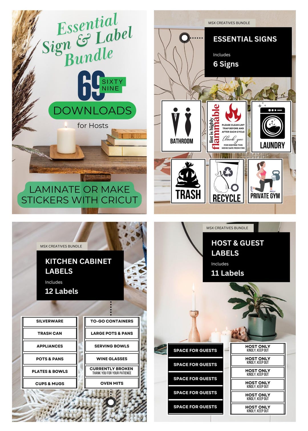 Airbnb and VRBO Host Printables | Digital Labels for Guest & Host ...