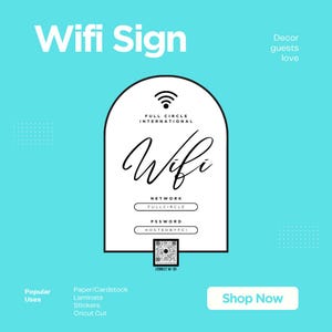Editable Minimalistic Cursive Wifi Sign | Canva Template for Airbnbs ...
