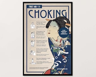 Choking Victim Poster, Dive-bar, Choking Poster, Choking First Aid ...