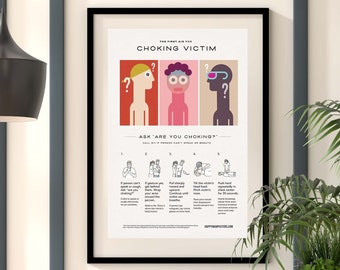 Choking Victim Poster, Modern, Choking Poster, Choking First Aid ...