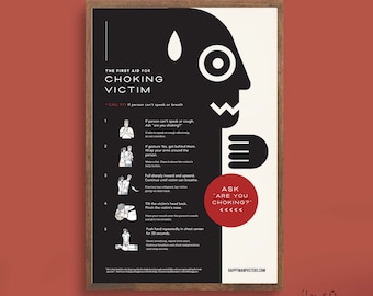 Choking Victim Poster, Modern, Choking Poster, Choking First Aid ...