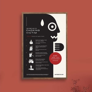 Choking Victim Poster, Modern, Choking Poster, Choking First Aid ...