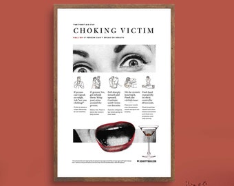 Choking Victim Poster, Dive-bar, Choking Poster, Choking First Aid ...