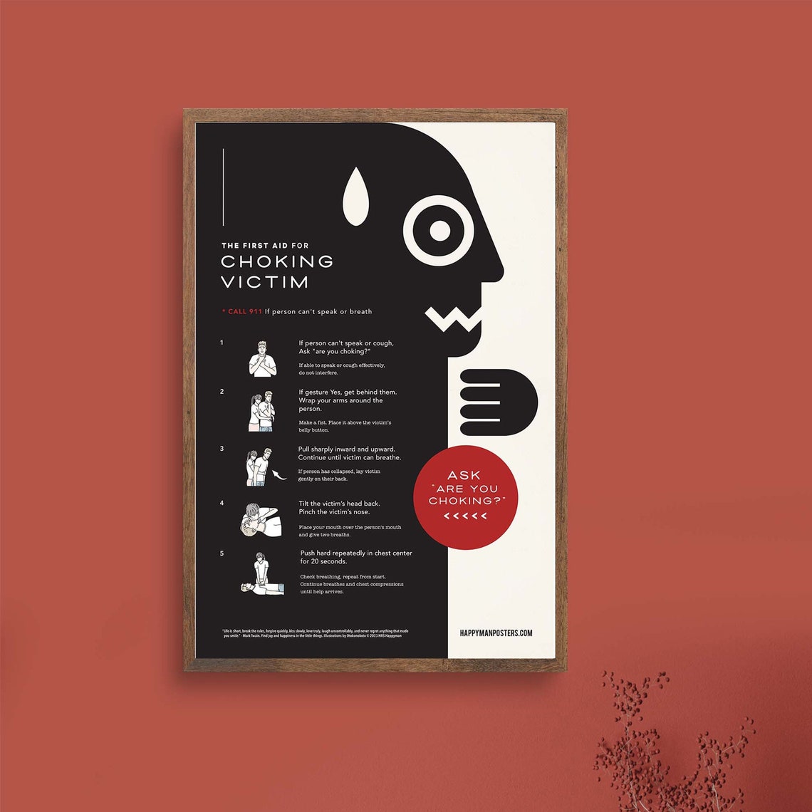 Choking Victim Poster, Modern, Choking Poster, Choking First Aid ...