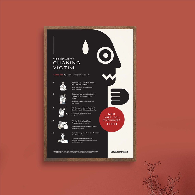 Choking Victim Poster, Modern, Choking Poster, Choking First Aid ...