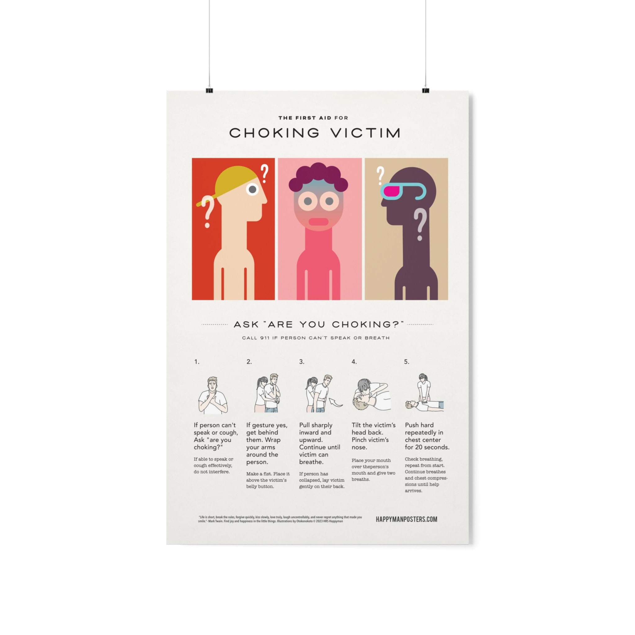 Choking Victim First Aid Poster: Modern Restaurant Cafe Art - Etsy