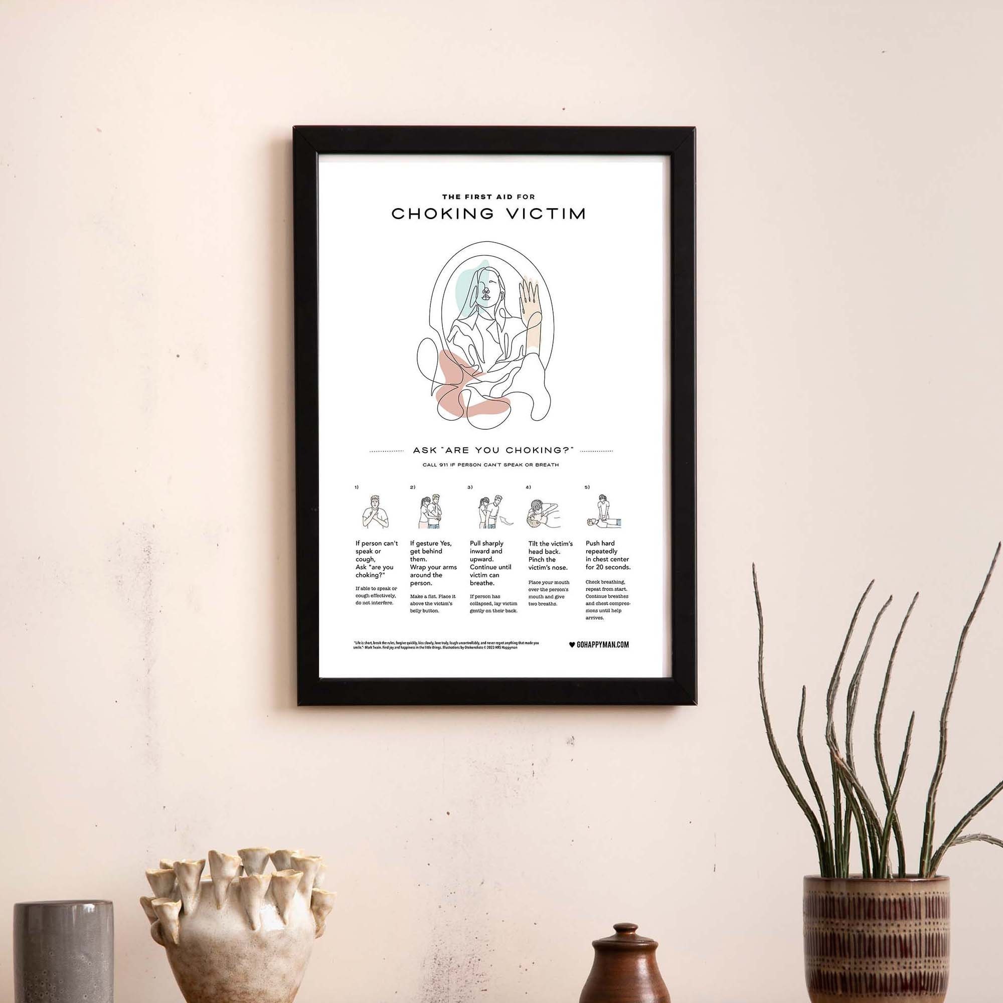 Choking Victim Poster, Modern, Choking Poster, Choking First Aid ...