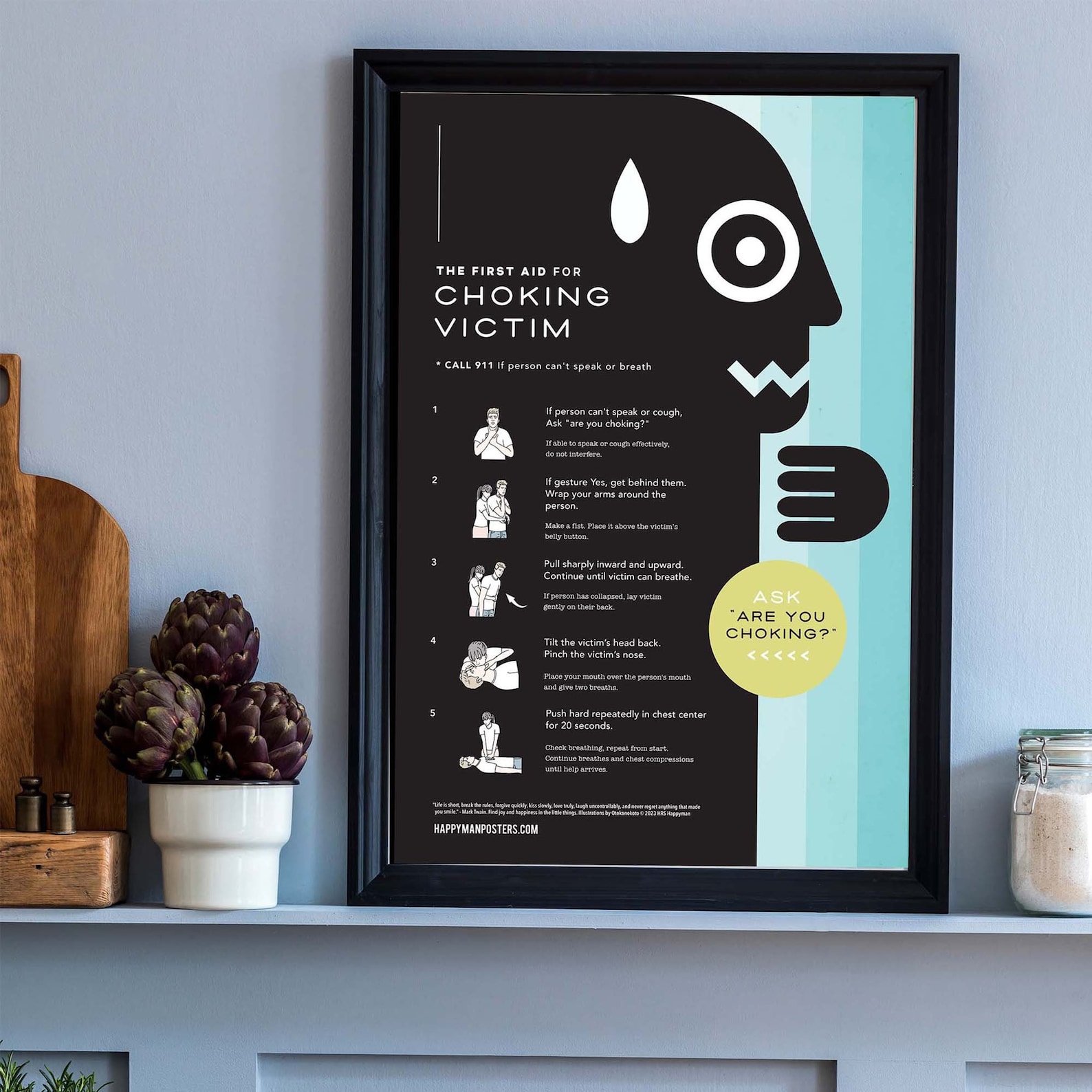Choking Victim Poster, Modern, Choking Poster, Choking First Aid ...