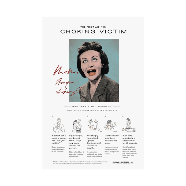 Funny Choking Victim First Aid Poster - Restaurant Cafe Decor - Etsy