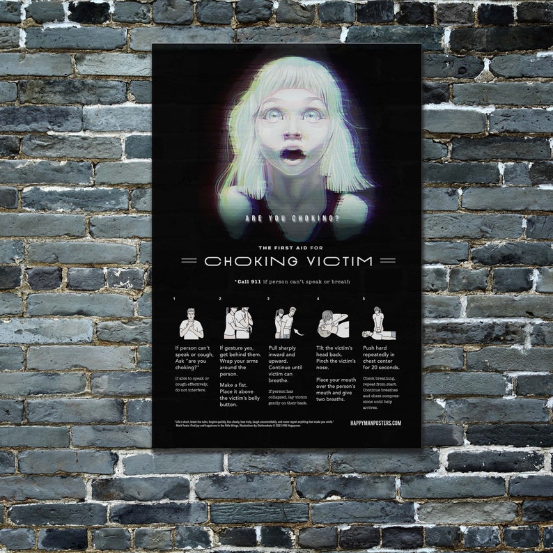 Choking Victim Poster, Japanese Lofi, Choking Poster, Choking Sign, CPR ...