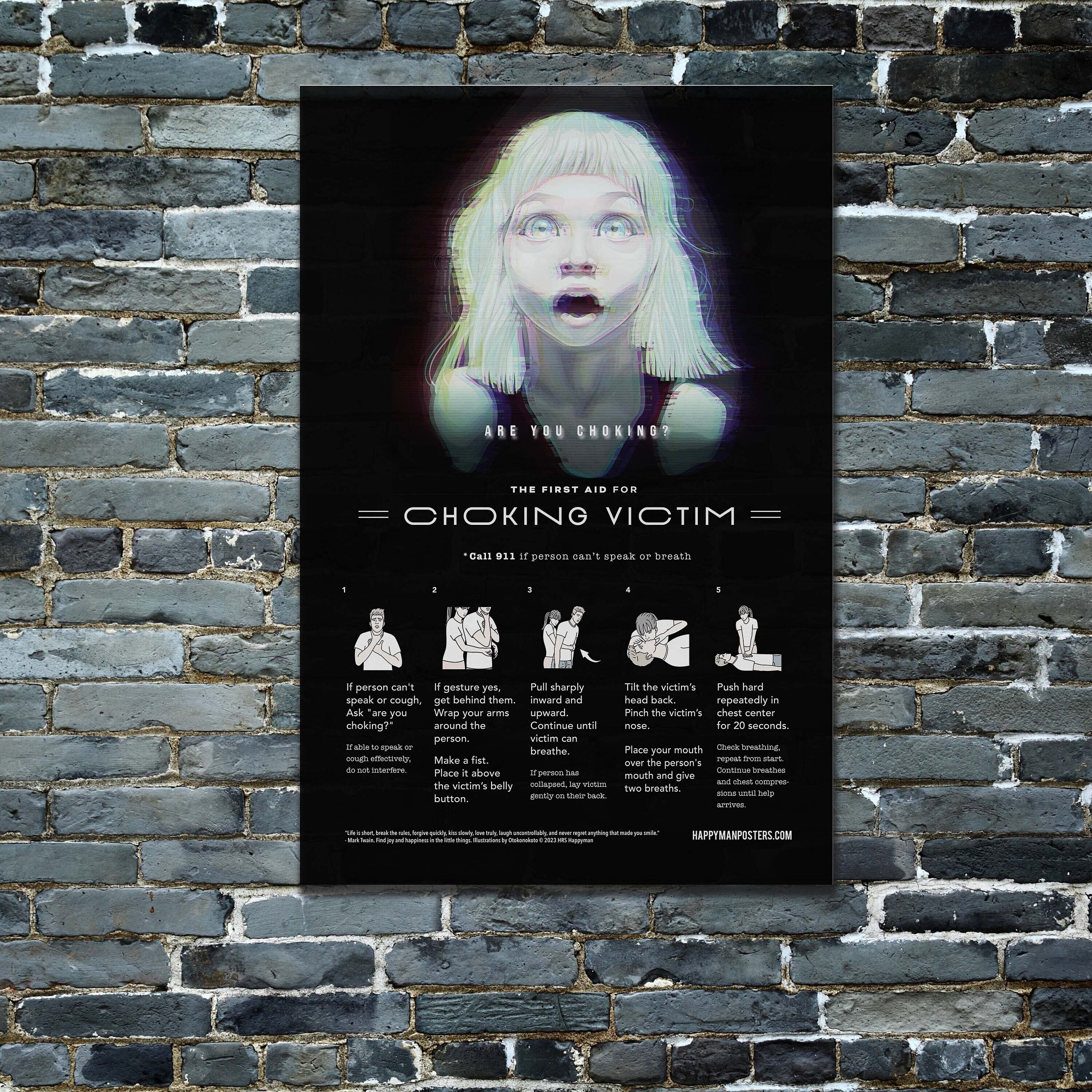 Choking Victim Poster, Japanese Lofi, Choking Poster, Choking Sign, CPR ...