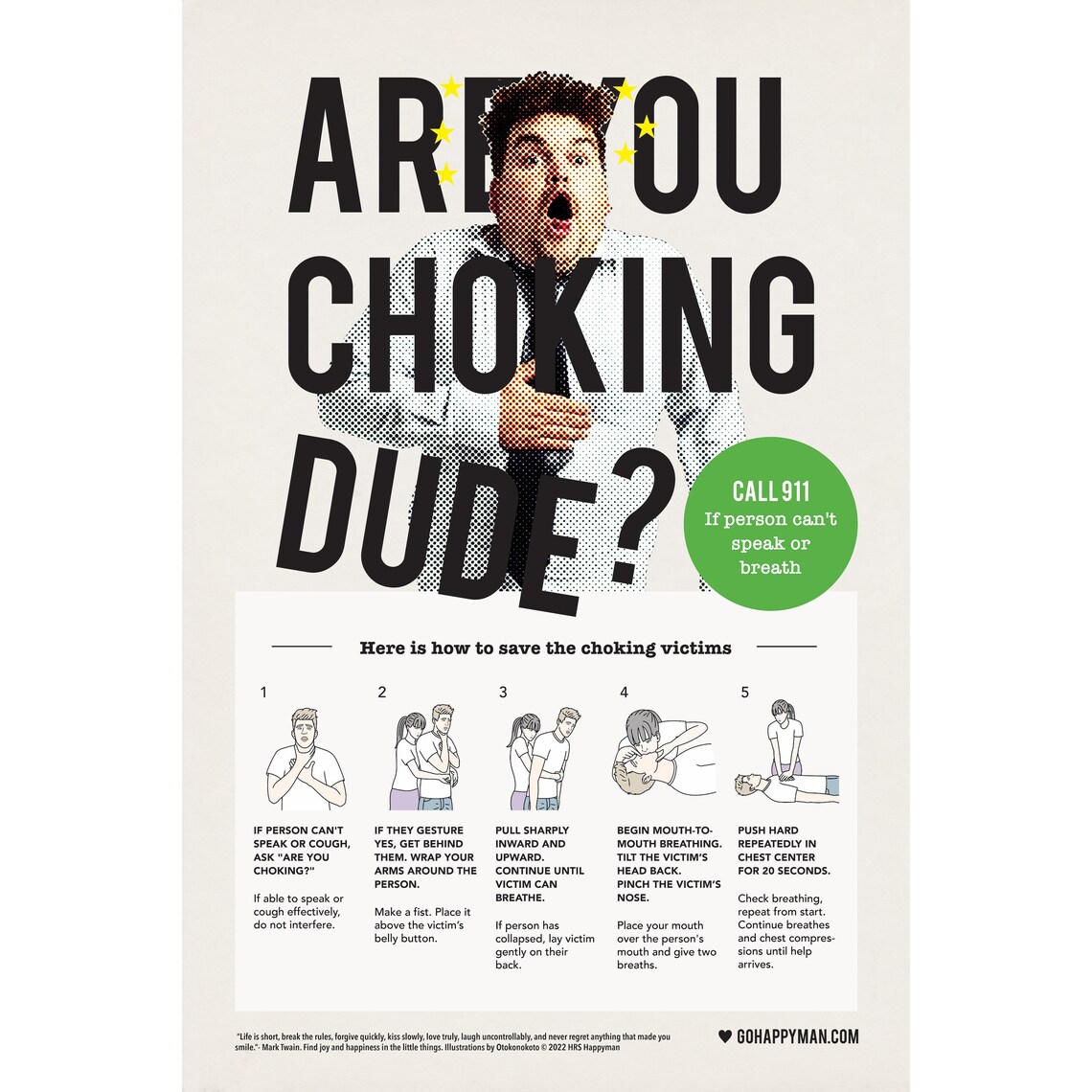 Choking Victim Poster, Modern, Choking Poster, Choking First Aid ...