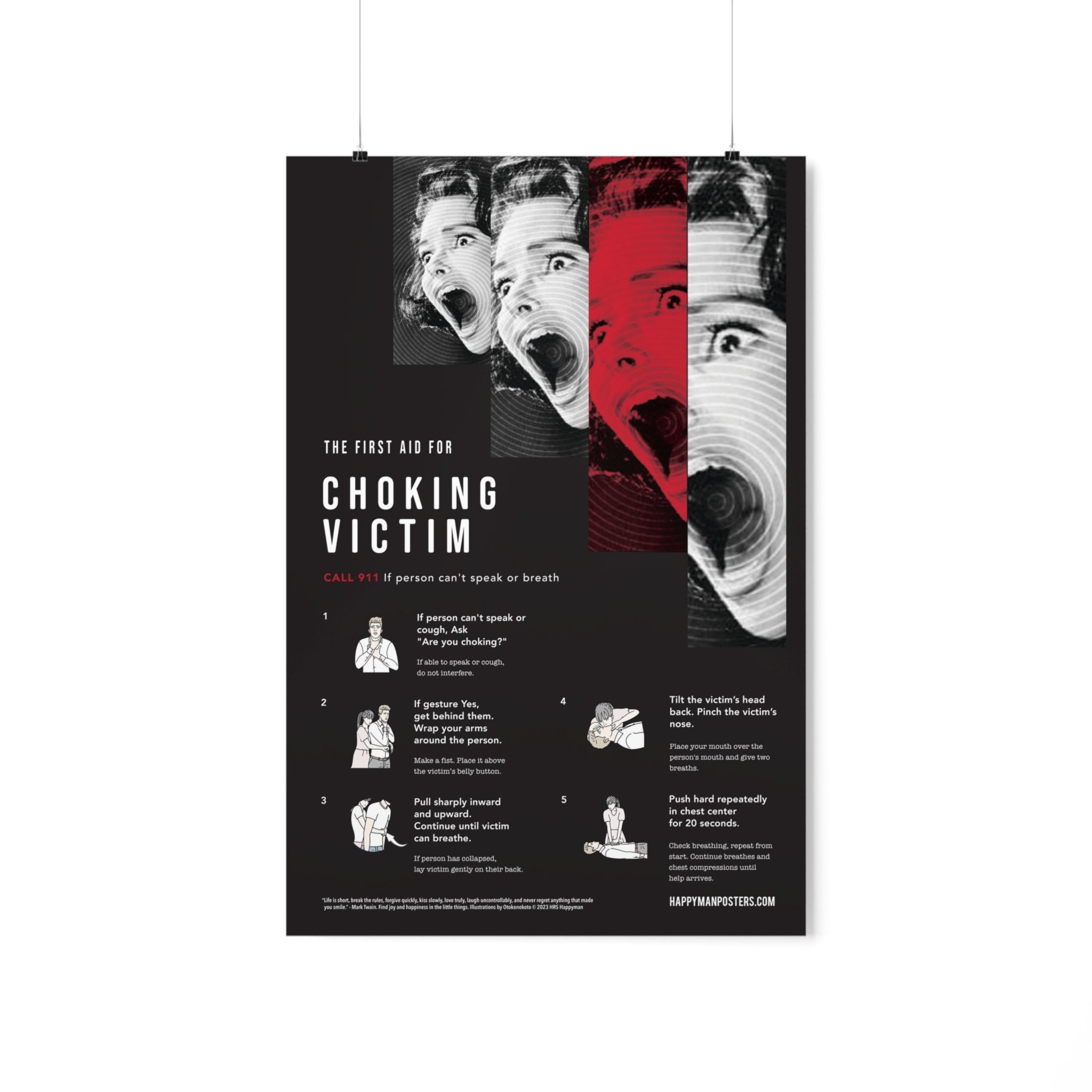 Choking Victim Poster, Modern, Choking Poster, Choking First Aid ...