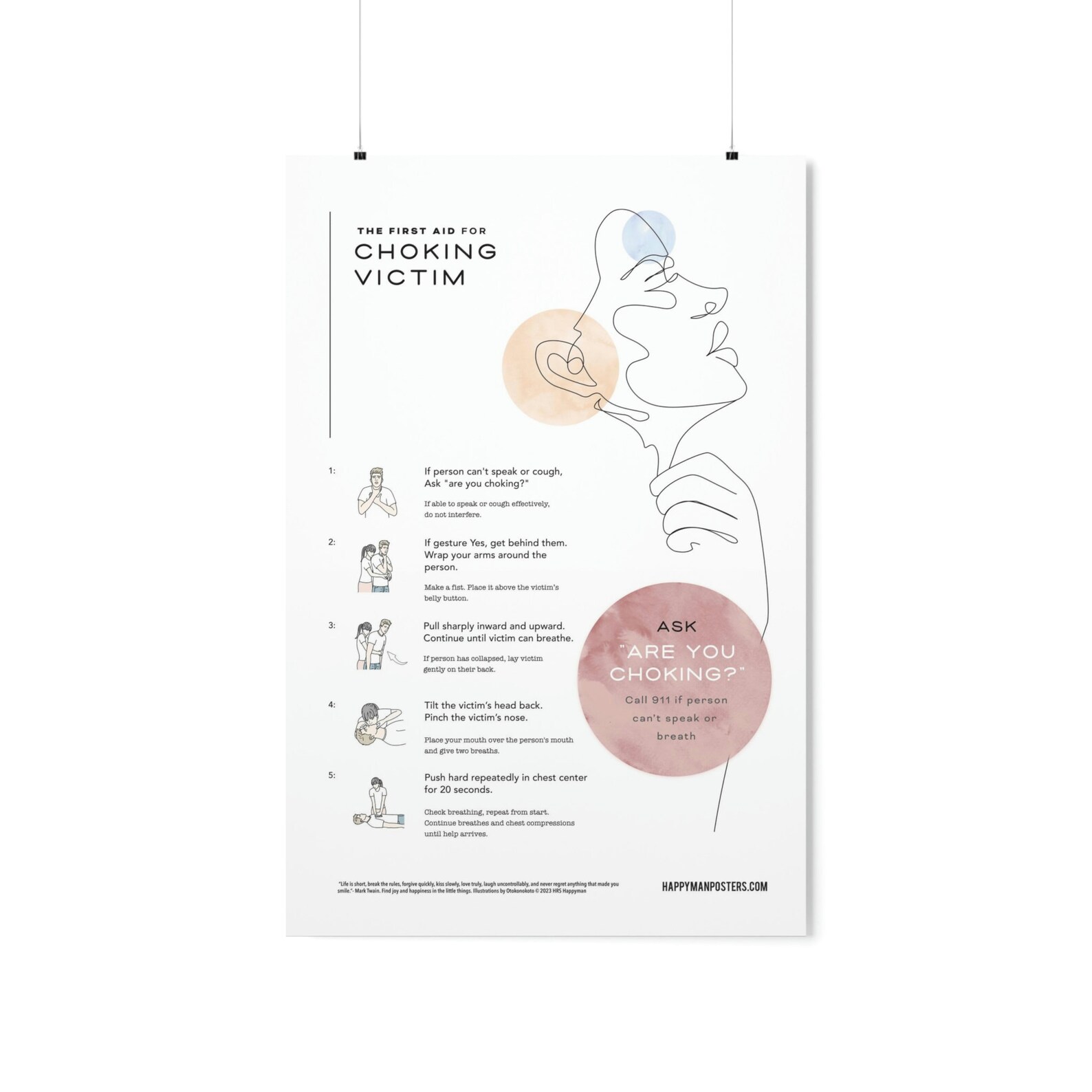 Choking First Aid Poster: Modern Restaurant Cafe Decor - Etsy