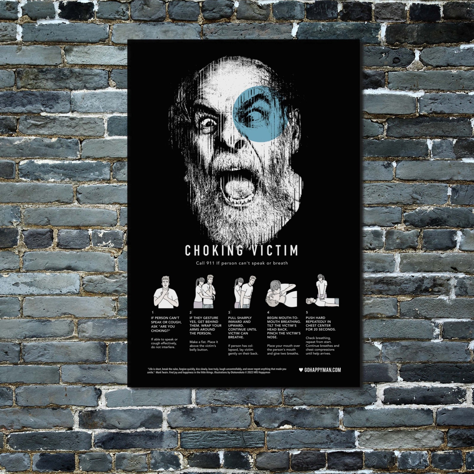 Choking Victim Poster, Dive-bar, Choking Poster, Choking First Aid ...