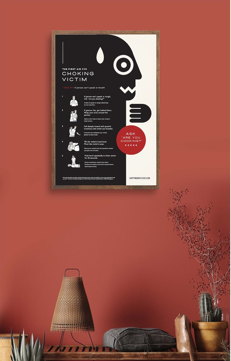 Choking Victim Poster, Modern, Choking Poster, Choking First Aid ...