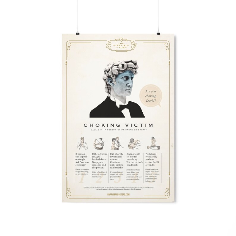 Choking Victim Poster Choking Poster CPR Sign Restaurant - Etsy