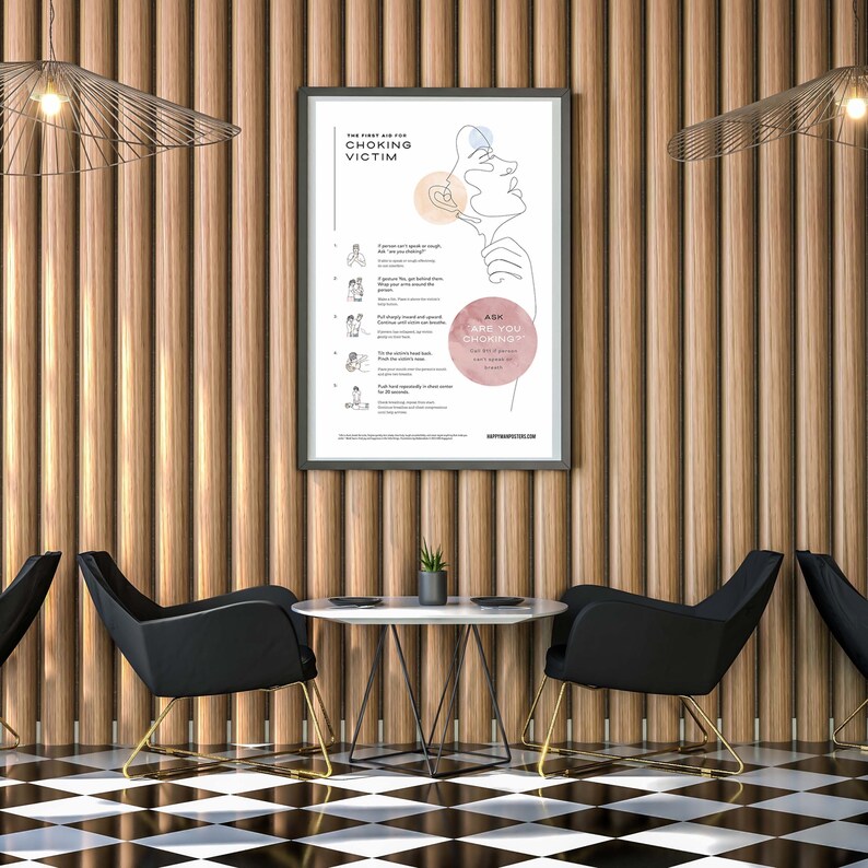 Choking First Aid Poster: Modern Restaurant Cafe Decor - Etsy
